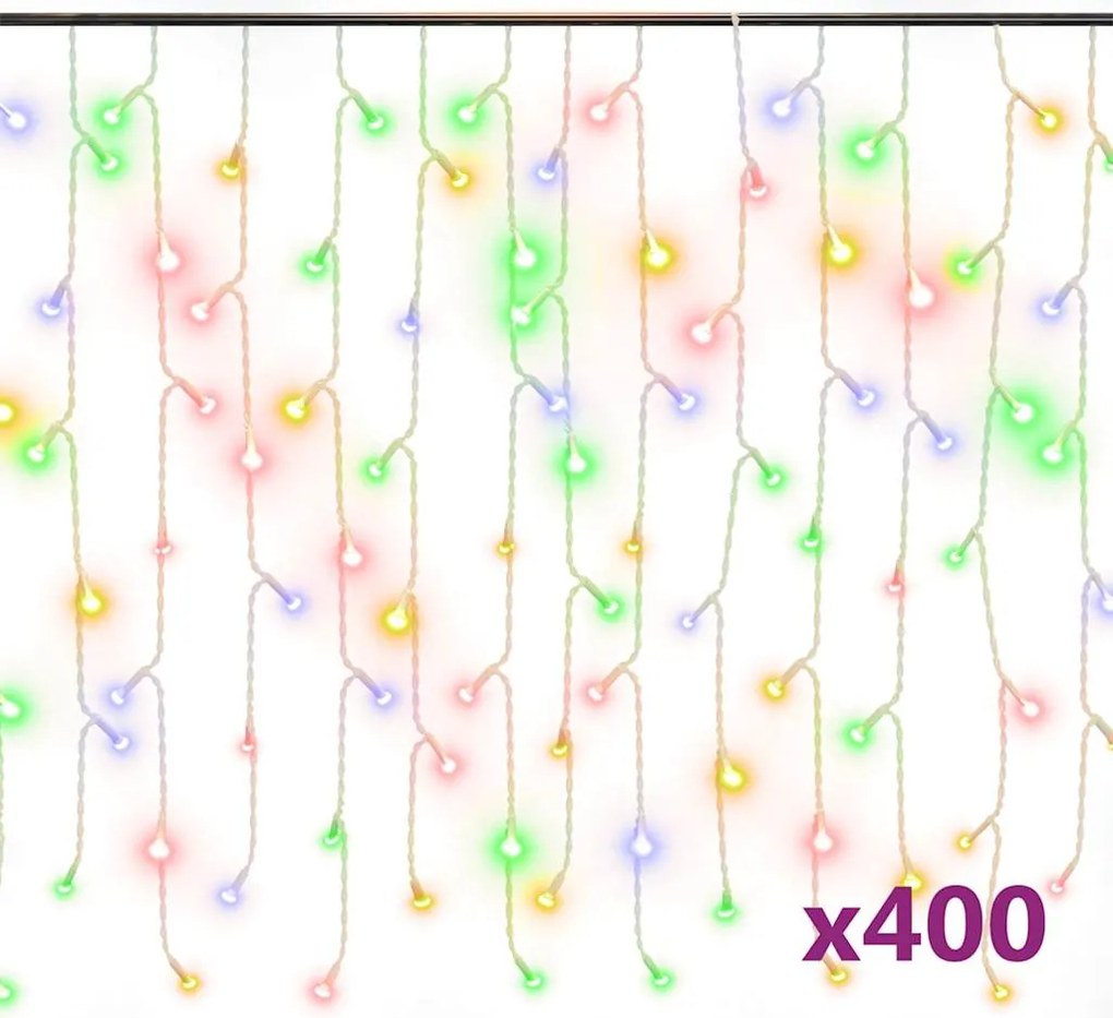 LED světelný závěs rampouchy 10m 400 LED pestrobarevný 8 funkcí 328915