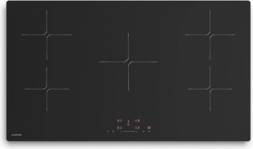 Klarstein PowerGlide indukční varná deska | povrch odolný vůči poškrábání | 5 varných zón | 9800 W | 90 cm