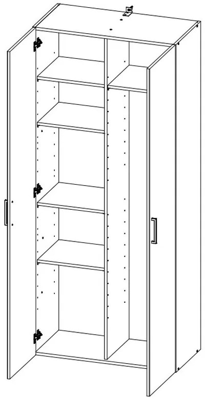 Skříň s děleným prostorem Multiraum, 80 cm, bílá