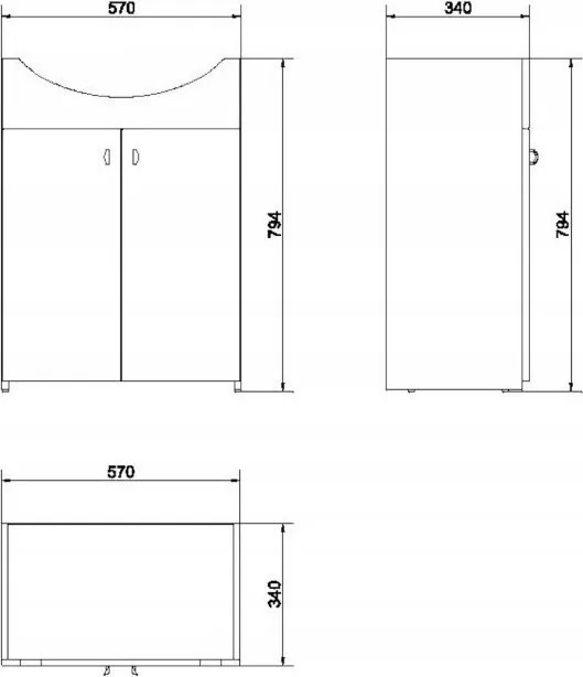 Cersanit Cersania, skříňka pod umyvadlo 60cm, bílá, S509-031-DSM