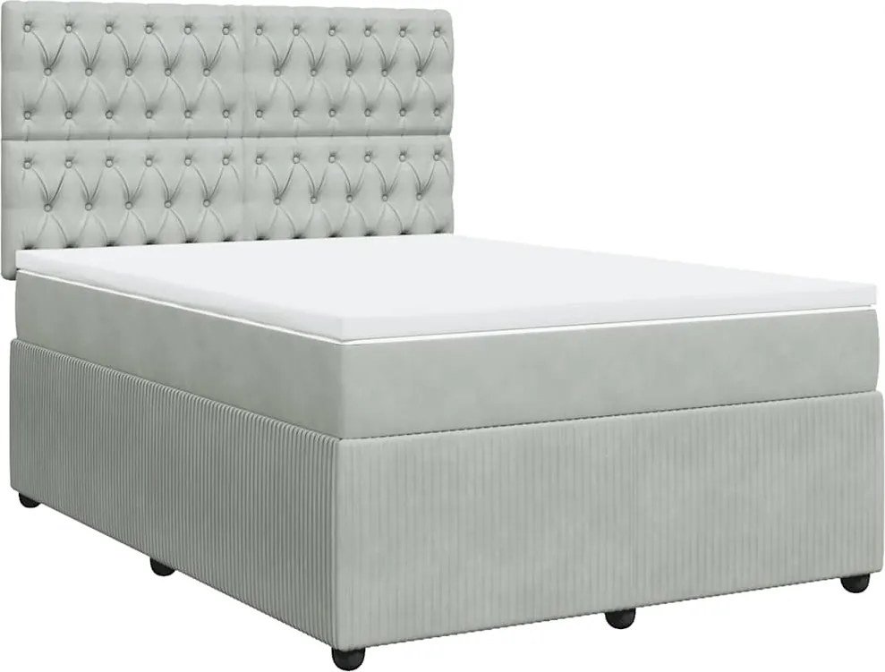 Box spring postel s matrací světle šedá 160x200 cm samet 3292388