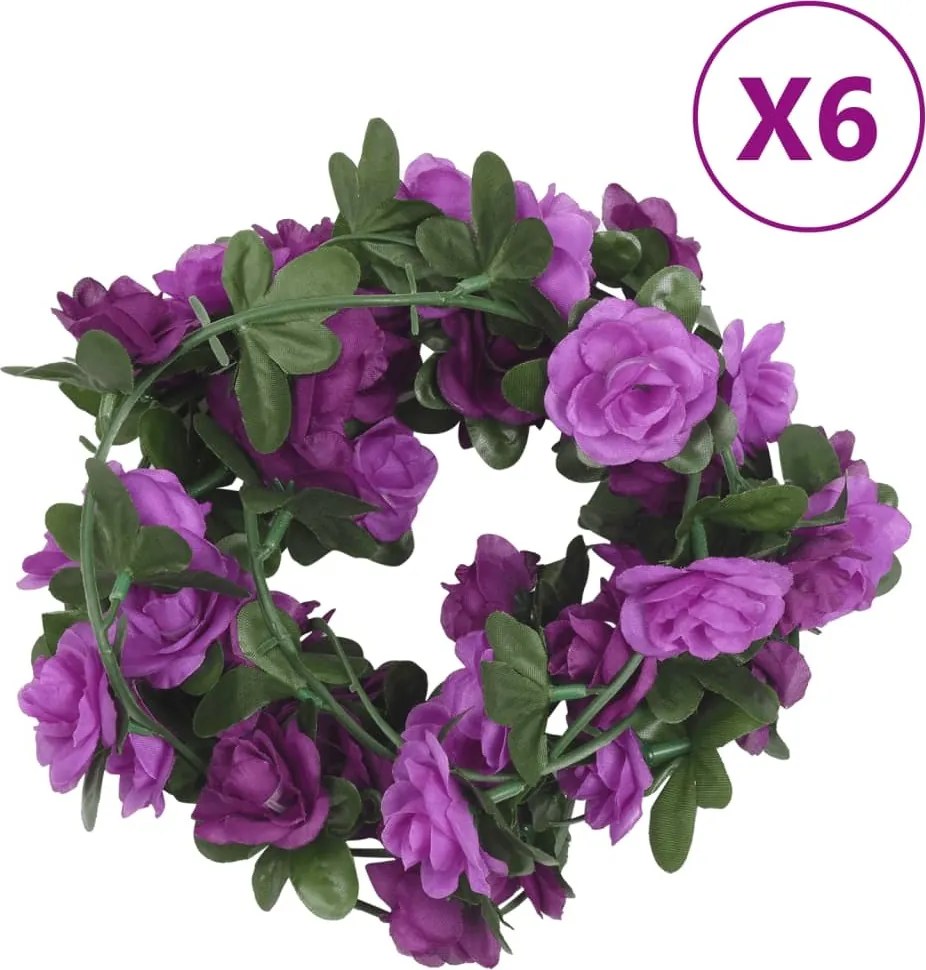 vidaXL Umělé květinové girlandy 6 ks světle 240 cm [359068] Barva: Fialová