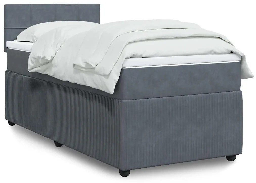 Box spring postel s matrací tmavě šedá 100x200 cm samet 3287663