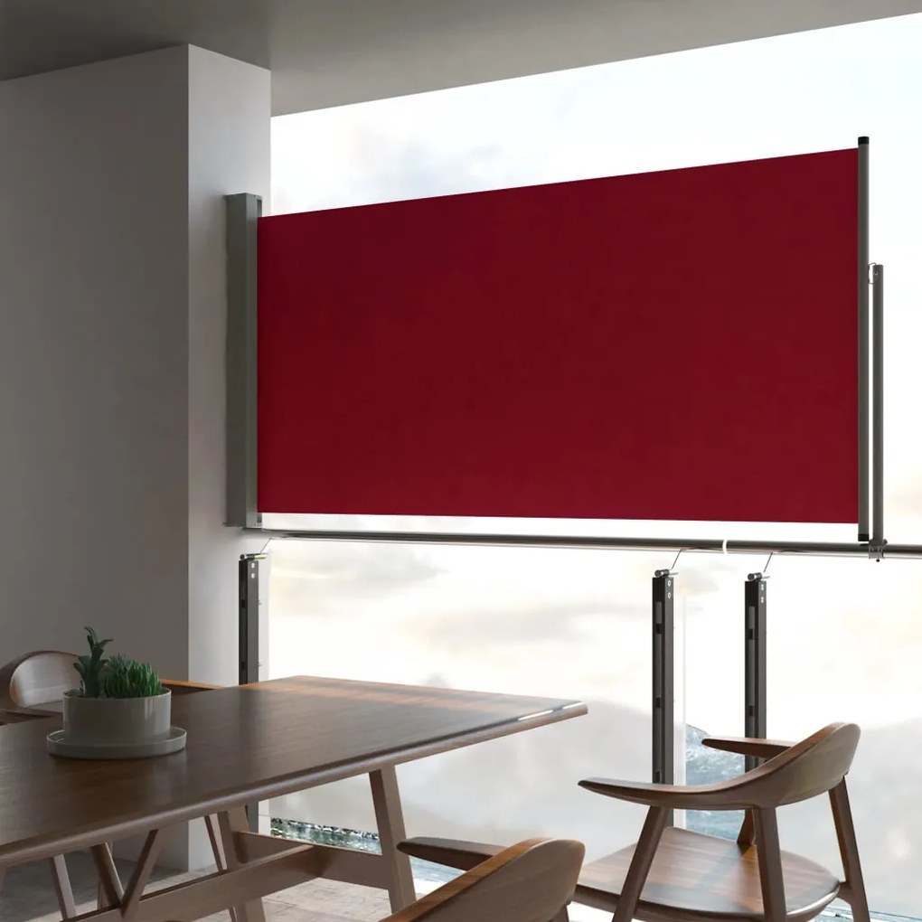 vidaXL Marketos Zatahovací boční markýza / zástěna na terasu 120x300 cm červená