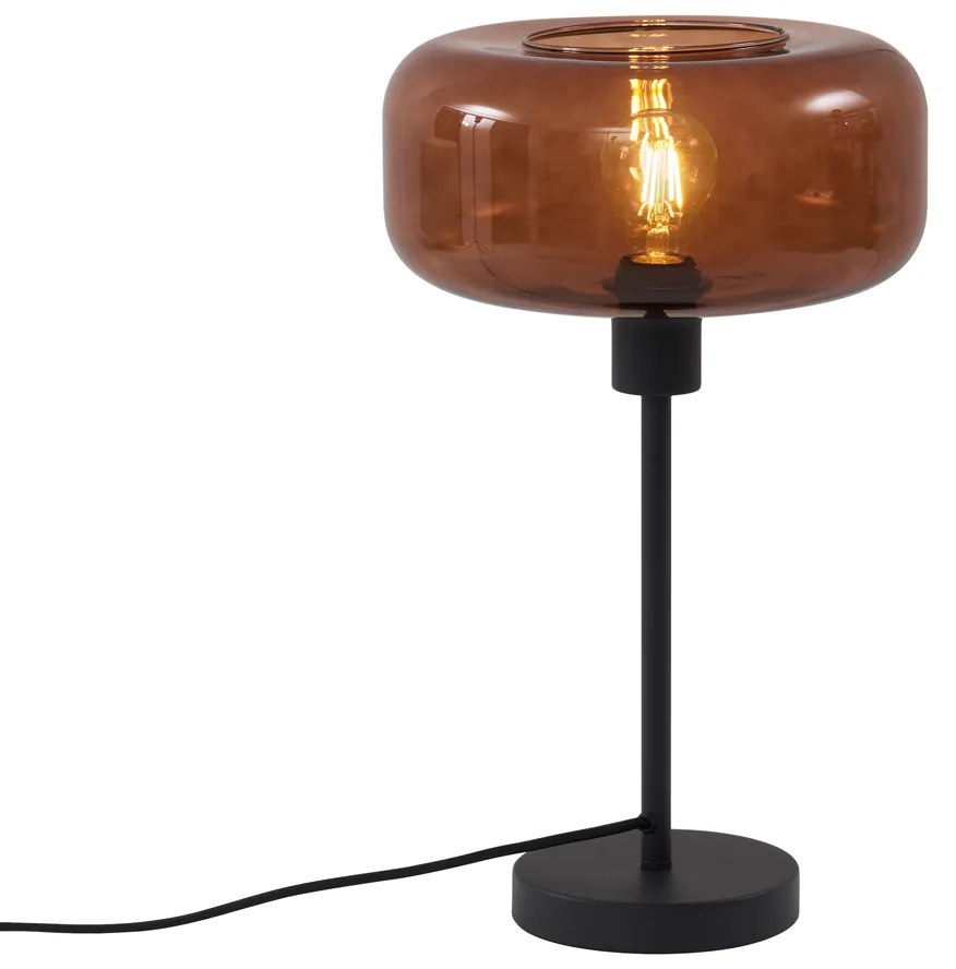 Retro stolní lampa černá s bronzovým sklem - Bizle Biano.cz