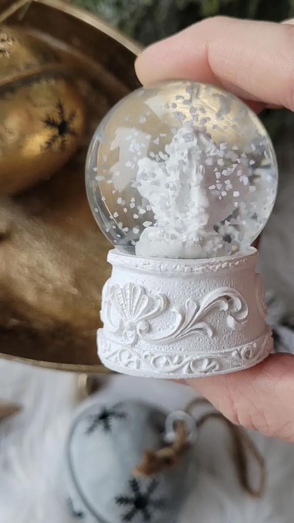 Malé bílé sněžítko s andílkem - Ø 5*6 cm