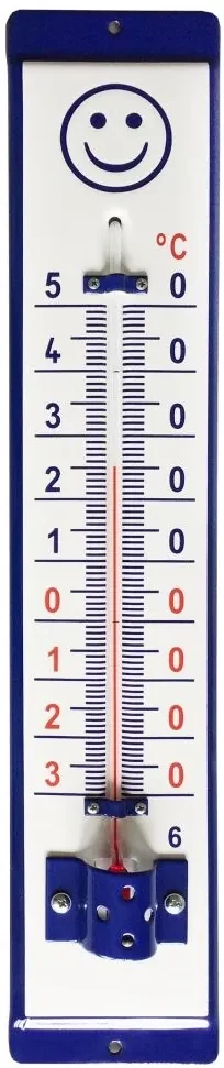 Venkovní teploměr smaltovaný, Modrobílý 500 x 95 mm, Smajlík | BIANO