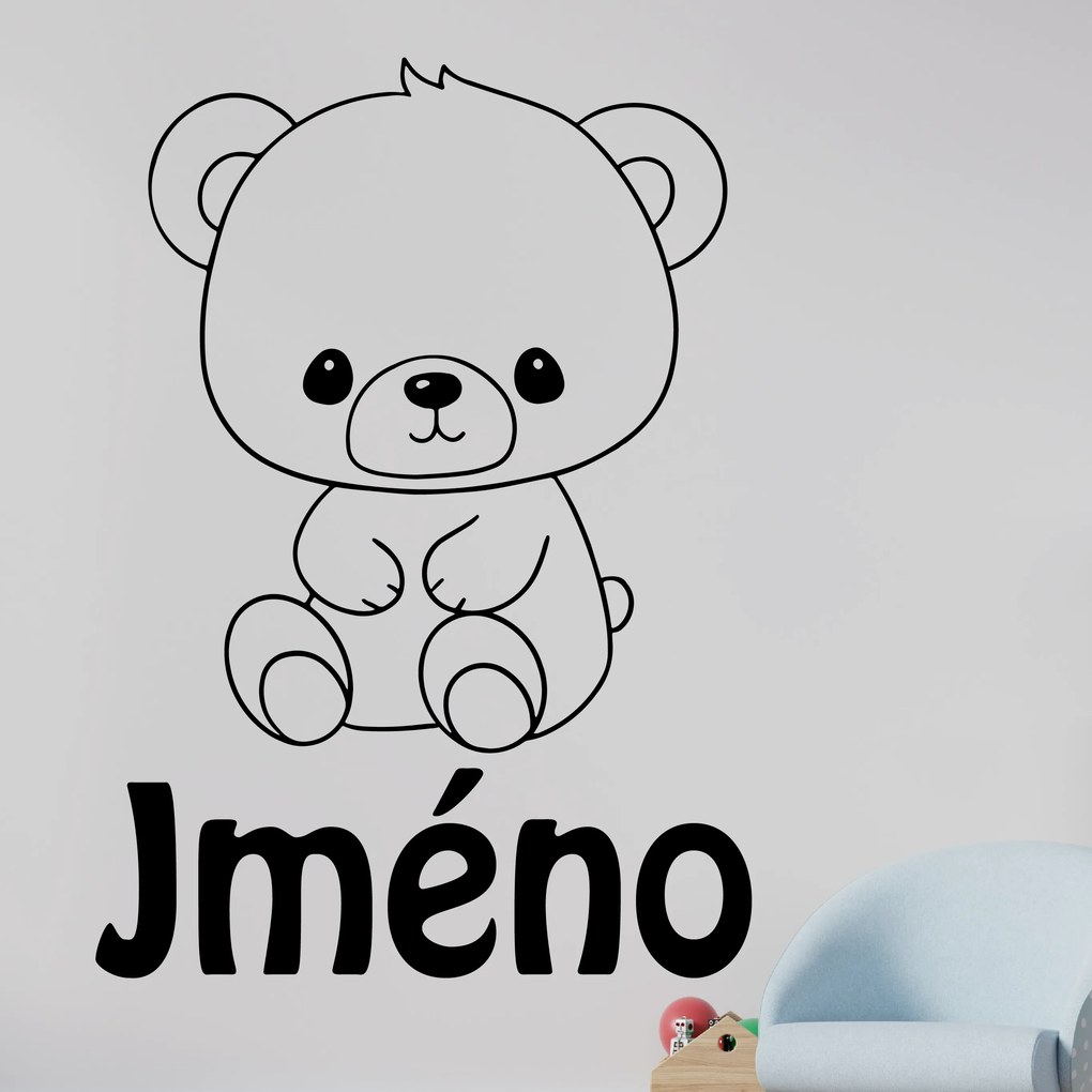 Živá Zeď Samolepka na zeď Medvídek se jménem Barva: černá