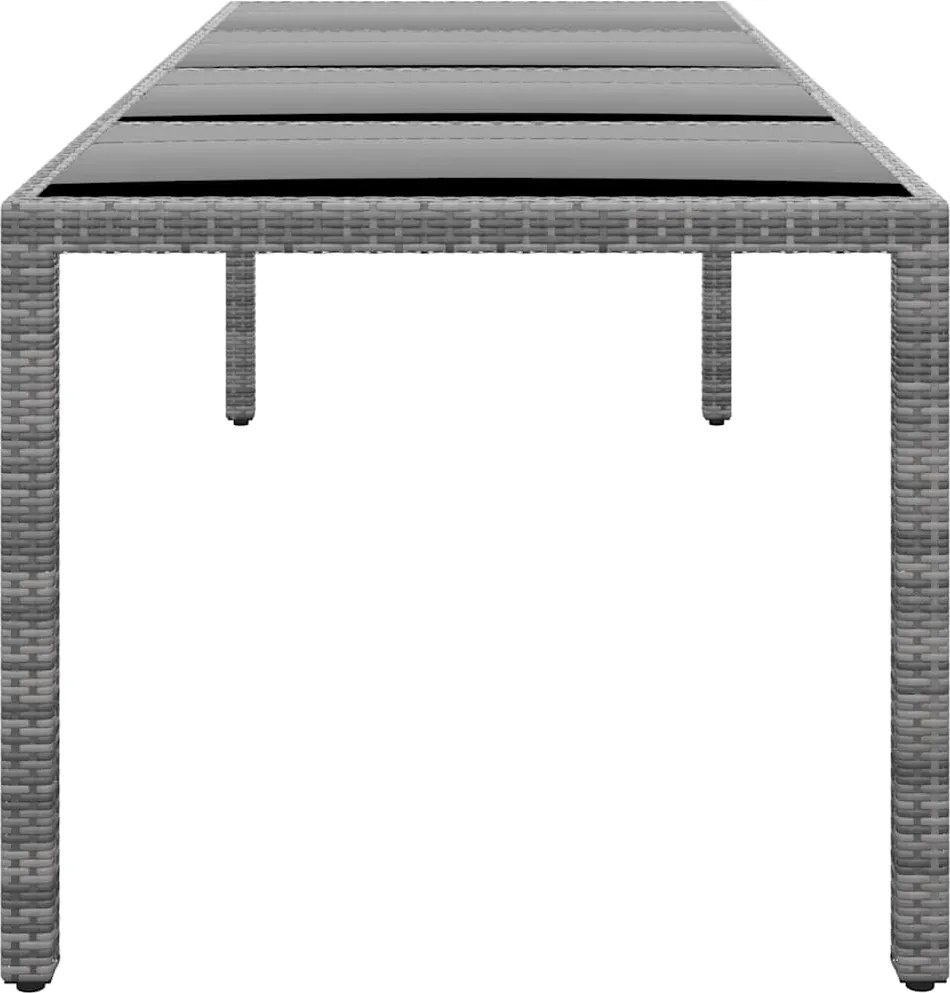 Zahradní stůl 250 x 100 x 75 cm tvrzené sklo a polyratan šedý 310593