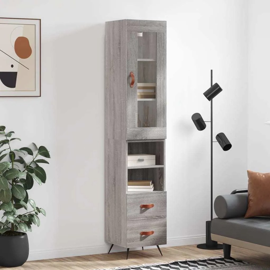 vidaXL Skříň highboard 34,5 x 34 x 180 cm kompozitní dřevo [3199279] Barva: šedá sonoma