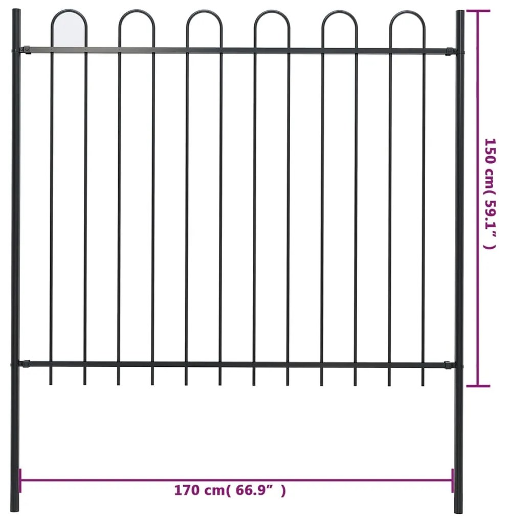 vidaXL Marketos Zahradní plot BOXTEL s obloukem nahoře ocelový 181 x 150 cm černý
