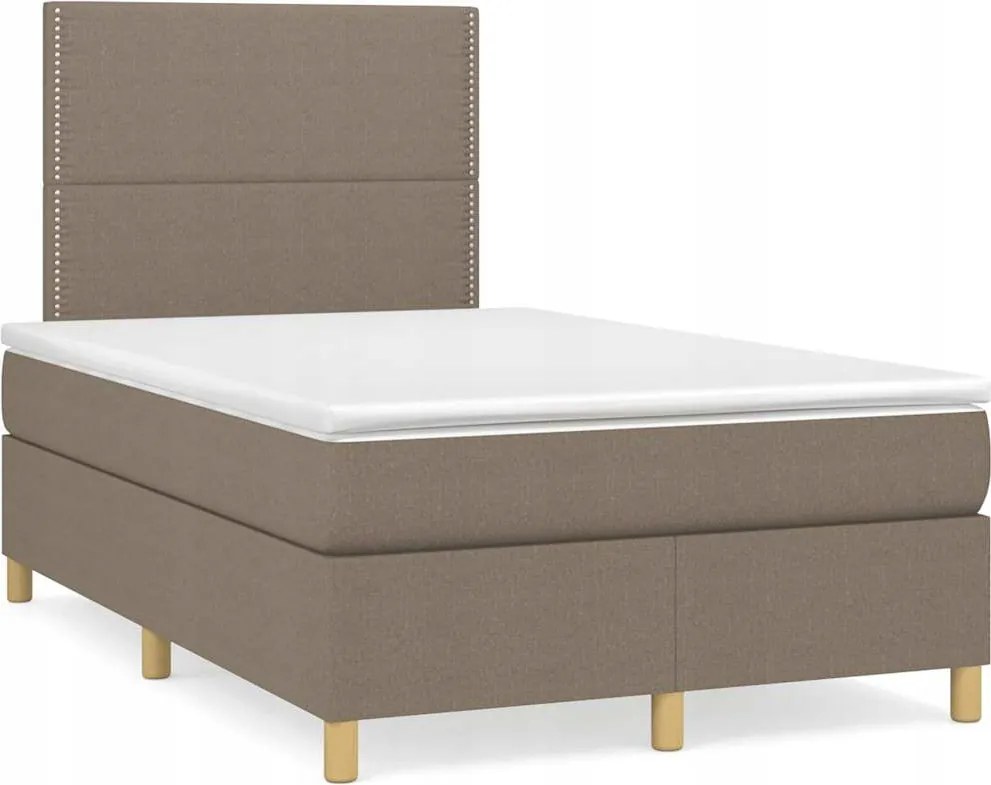 Box Spring Postel S Matrací Textil Taupe Hladké s hřebíky 120 x 190 cm