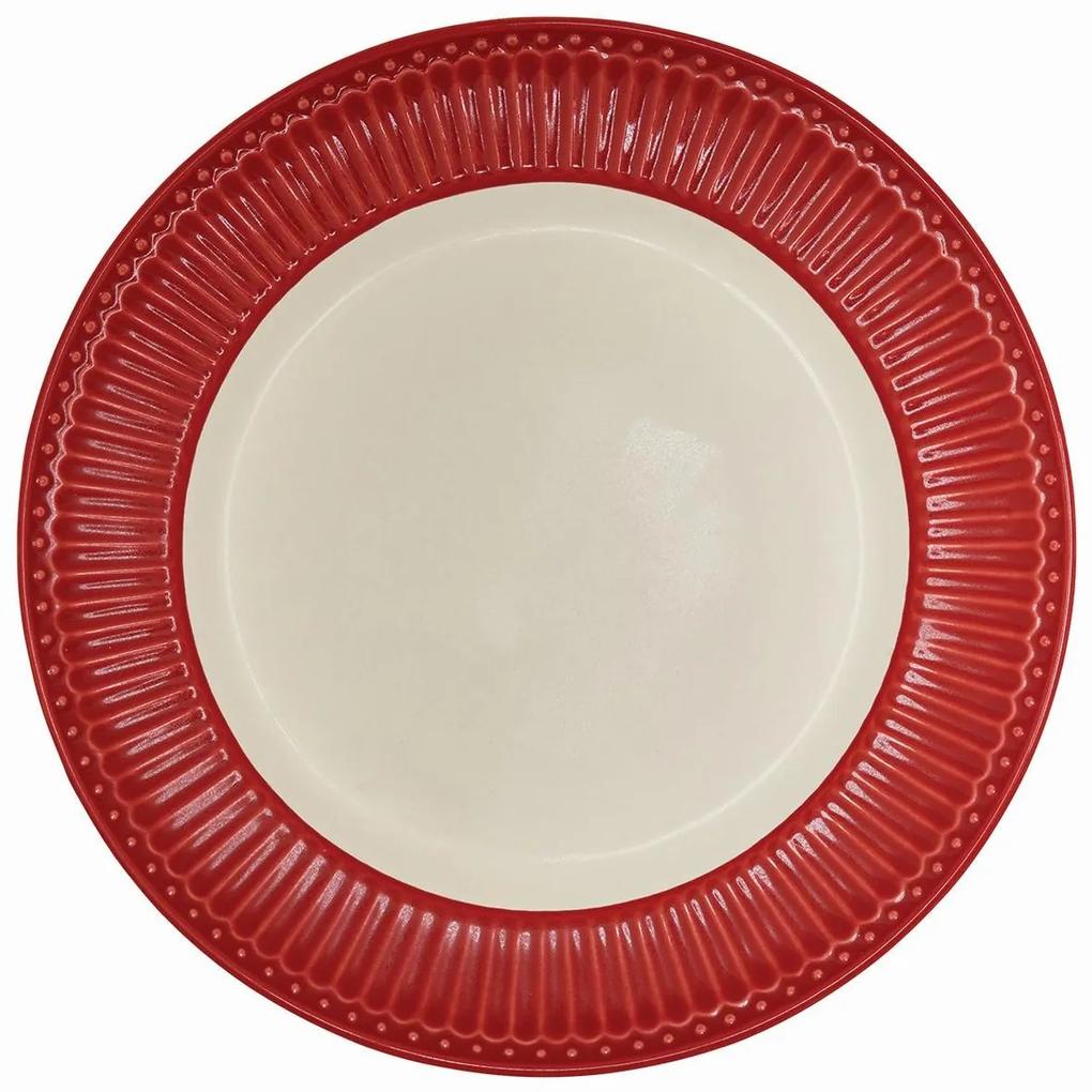 GREEN GATE Obědový talíř Alice red, červená barva, porcelán