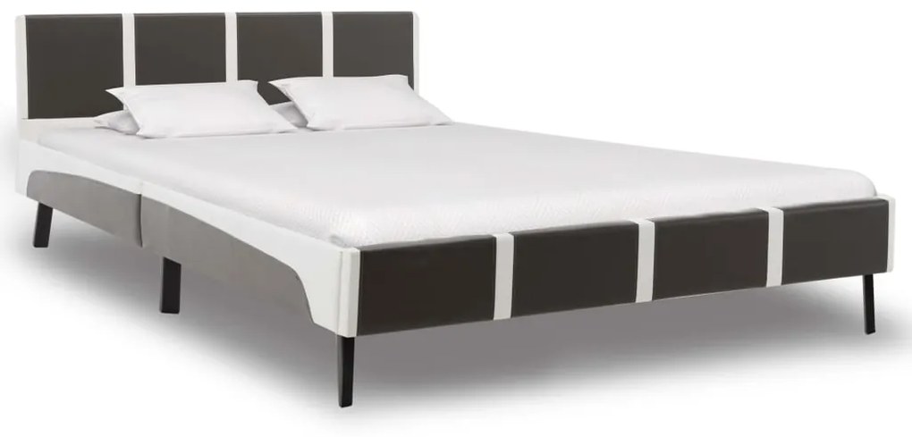 280293 vidaXL Rám postele šedo-bílý umělá kůže 120 x 200 cm