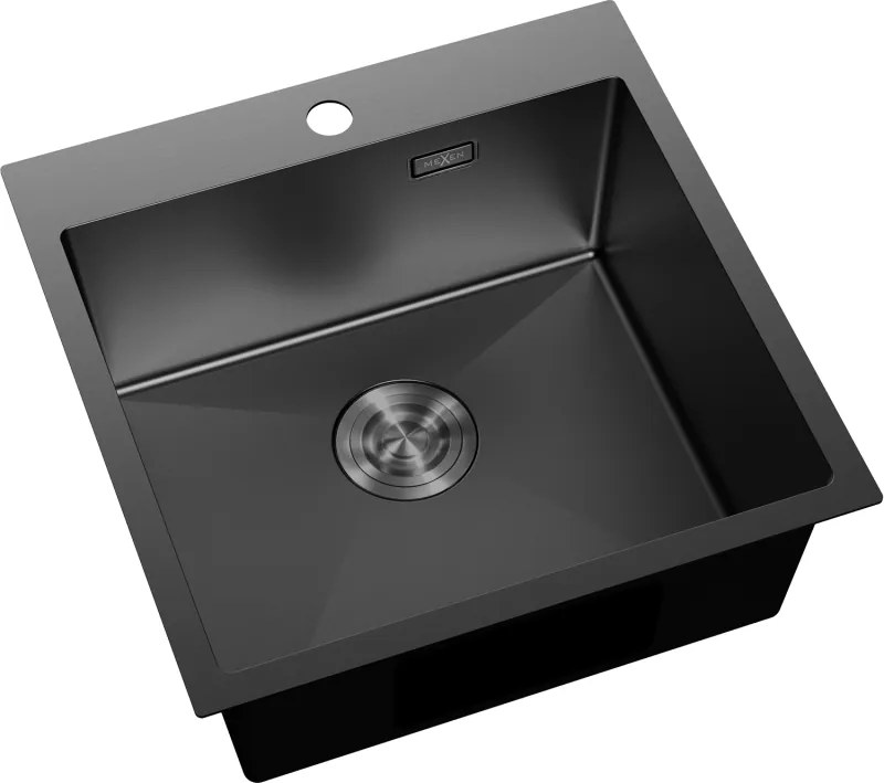 Mexen Solix, 1-komorový nerezový dřez 500 x 500 mm, černá, 6407501000-70
