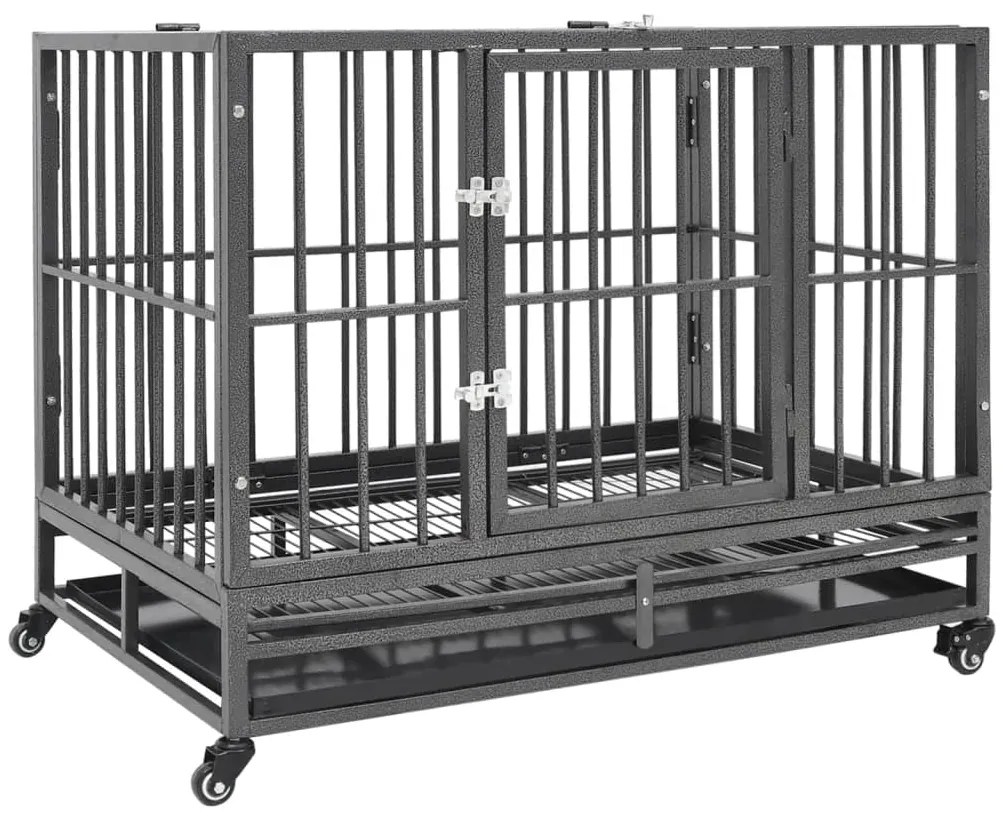 Klec pro psy s kolečky ocel 92 x 62 x 76 cm 171491