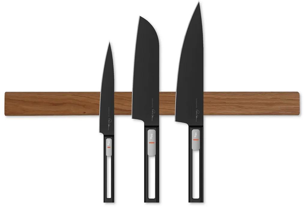 Wook | dřevěná magnetická lišta na nože - dub přírodní montáž: montáž na zeď, velikost: 60 x 4 x 2cm (11 nožů)