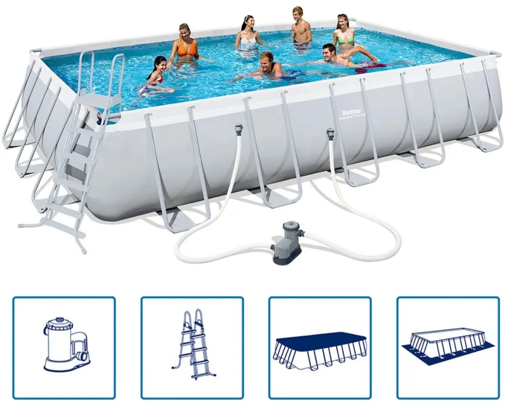 90728 Bestway Power Steel Obdélníkový bazén, ocel, set 671x366x132cm 56470