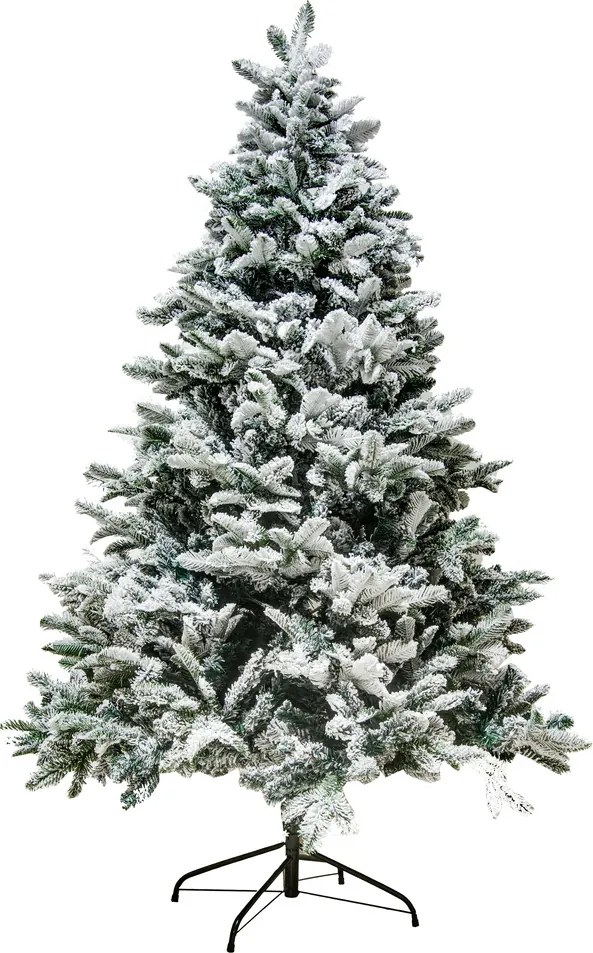 Umělý vánoční stromek zasněžený bílý 180 cm, smrček Flock s 2D a 3D jehličím, vč stojánku