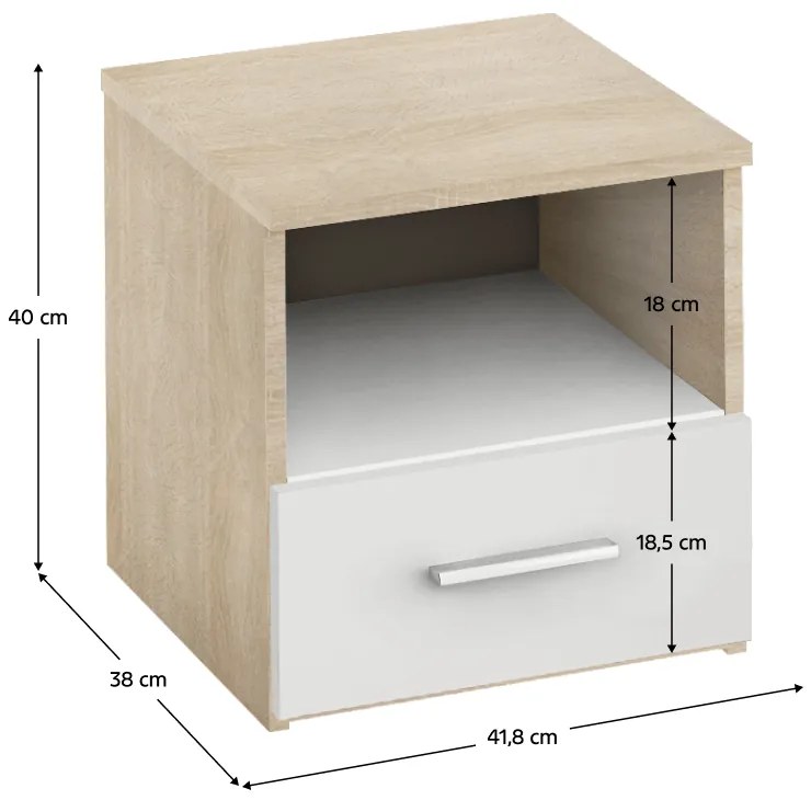 Kondela Ložnicový komplet (postel 160x200 cm), dub sonoma / bílá, GABRIELA NEW