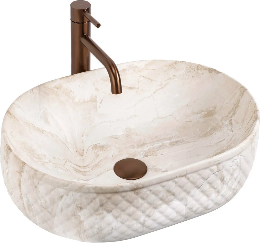 Keramické umyvadlo na desku REA OKTAWIA KALLISTO 50x35,5 cm, mramor
