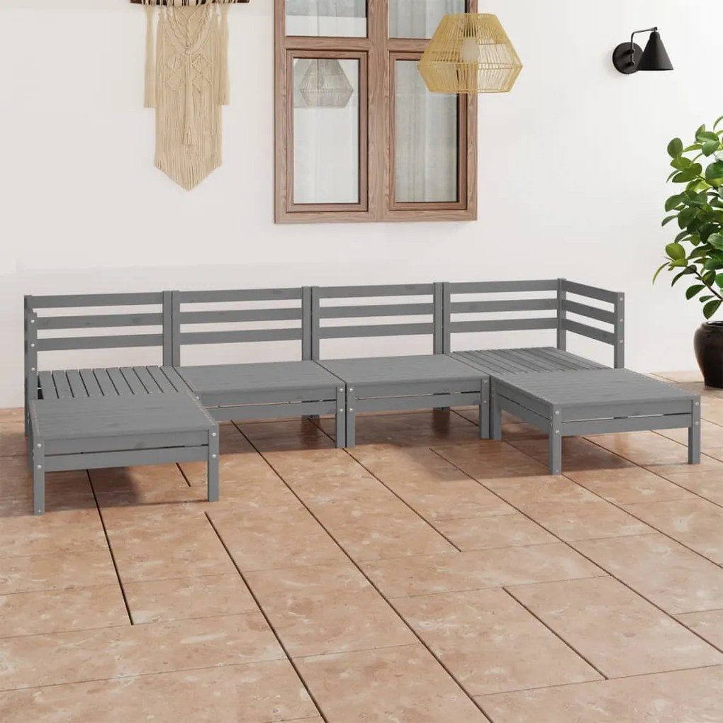 6dílná zahradní sedací souprava šedá masivní borovice 3083336