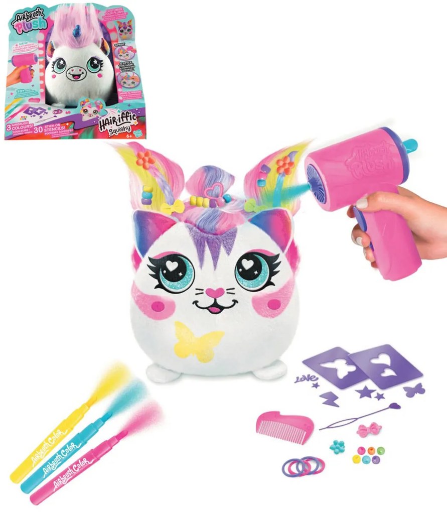 EP Line Airbrush Hair´iffic Squish Pal set plyšák k vybarvení na baterie 2 druhy air040