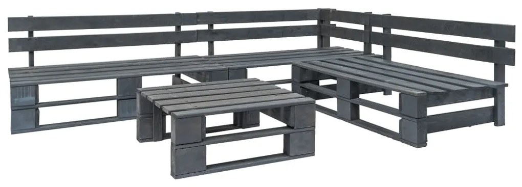 4dílná zahradní sedací souprava z palet dřevo šedá 276314