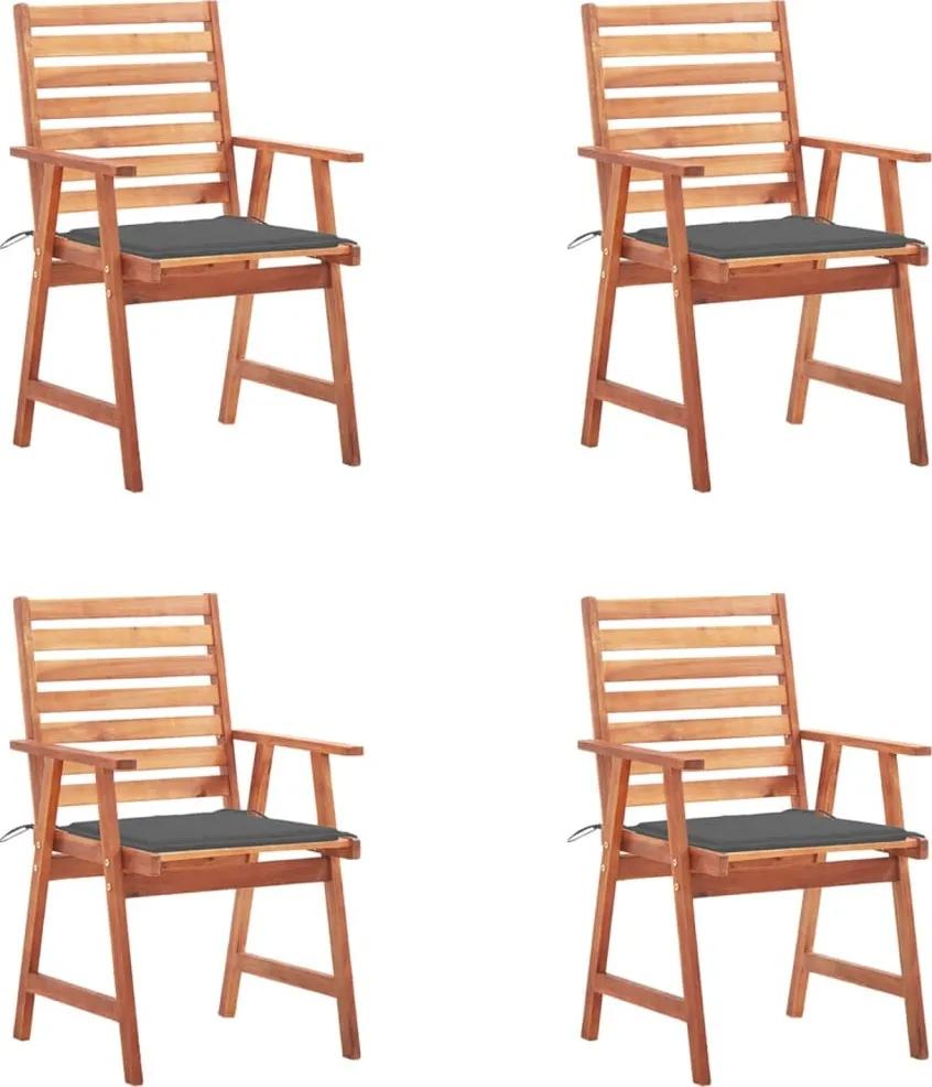 vidaXL Zahradní jídelní židle s poduškami 4 ks masivní akáciové dřevo [3078331] Barva: Vzor červená kostka