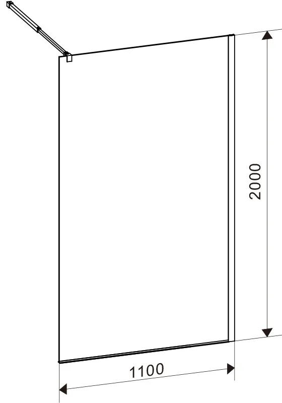 BPS-koupelny Sprchová zástěna Walk-in HYD-WI04 110 černá/transparent - bez vaničky