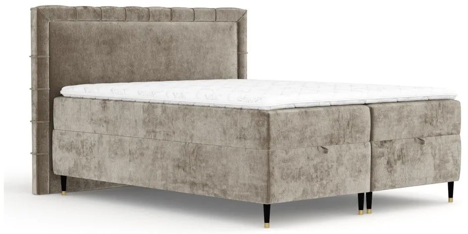 Béžová boxspring postel s úložným prostorem 180x200 cm Voyage – Maison de Rêve