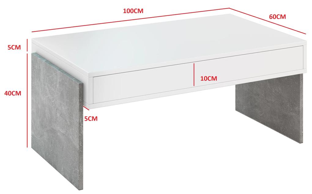 Konferenční stolek Zantra (bílá + kámen). 1055286
