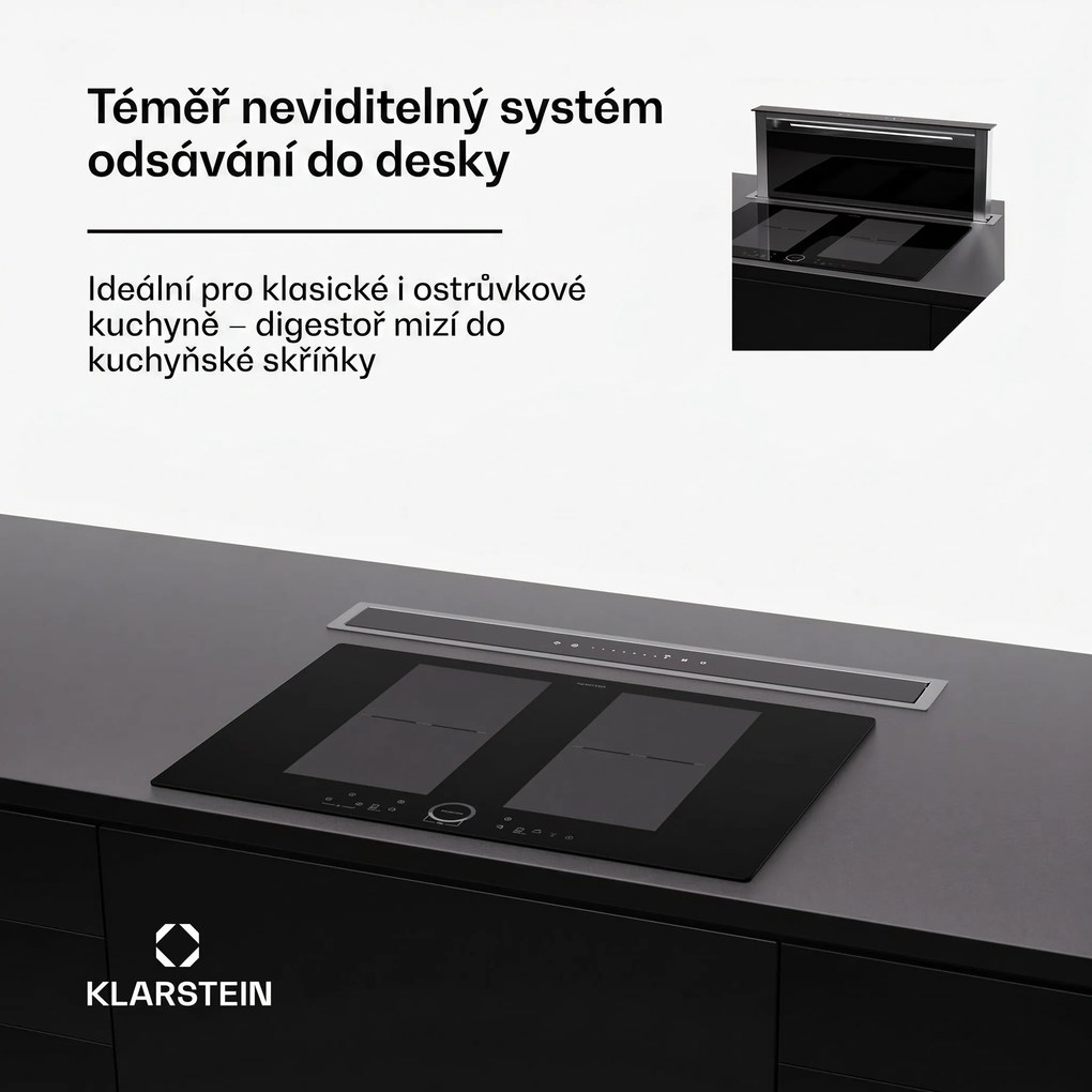Klarstein Royal Flush Eco 75, digestoř, 75 cm, 714 m³/h, EEK A++, včetně filtrů s aktivním uhlím