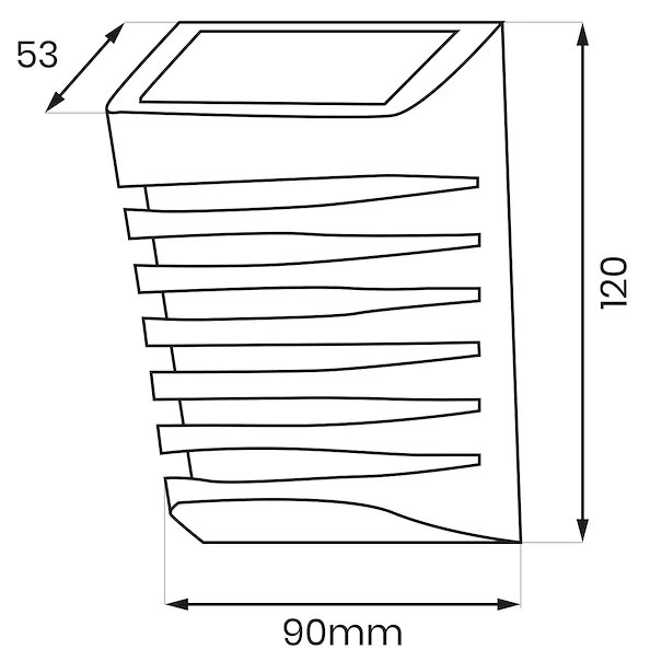 Exteriérové solární nástěnné LED svítidlo Strip, 1x LED 0,12w, černá