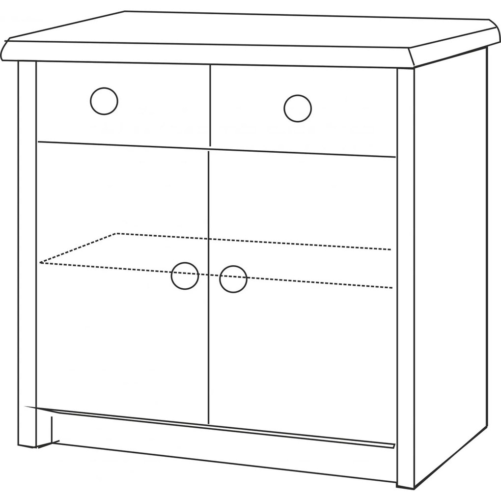 Idea Komoda 6 - 2 zásuvky + 2 dvířka Provedení: Bezbarvý lak