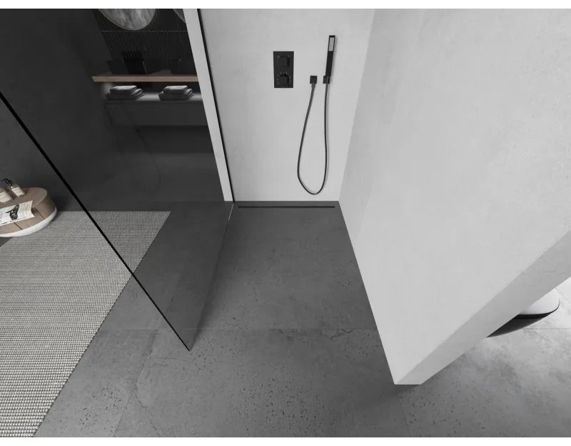 Mexen Kioto L, sprchová zástěna Walk-In 100 x 200 cm, 8mm čiré sklo, černý profil, 800-100-103-70-00
