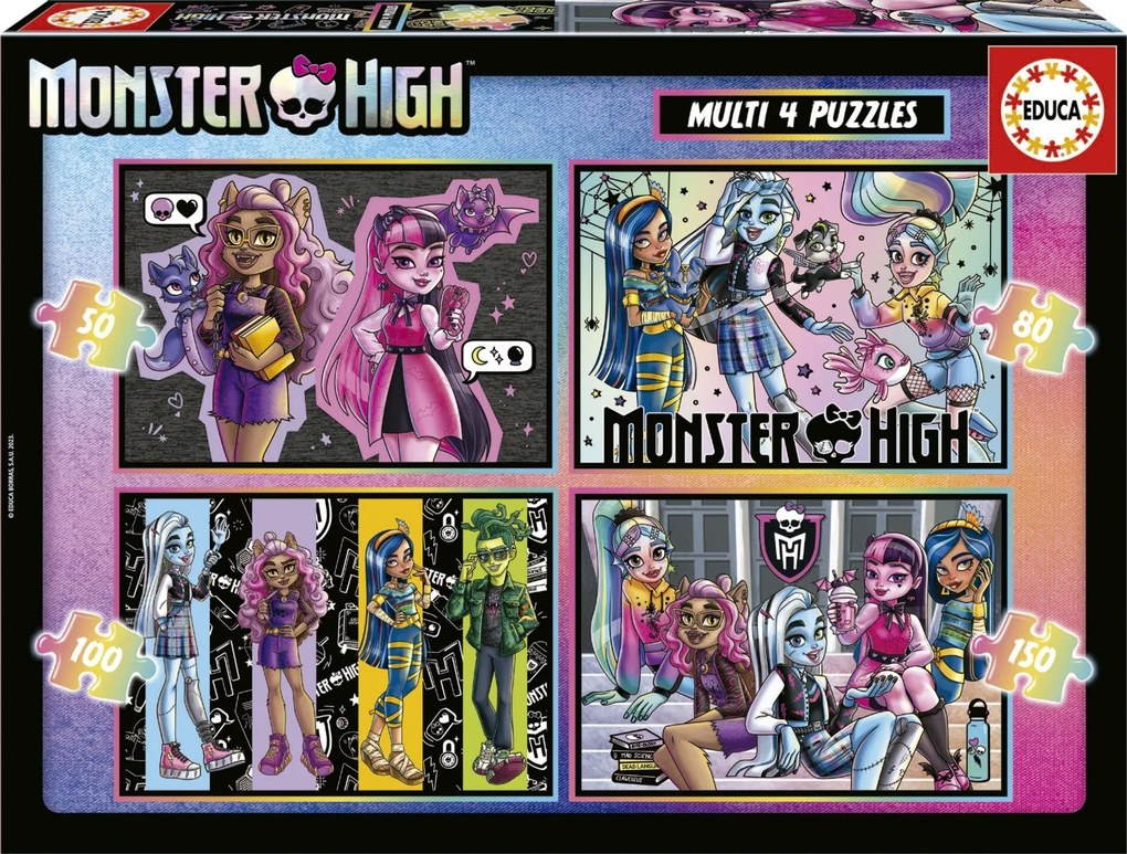 Educa puzzle monster high 4v1 (50,80,100,150 dílků)