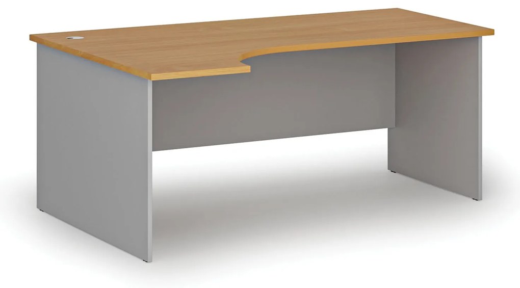 Rohový kancelářský psací stůl PRIMO GRAY, 180x120 cm, levý, šedá/buk