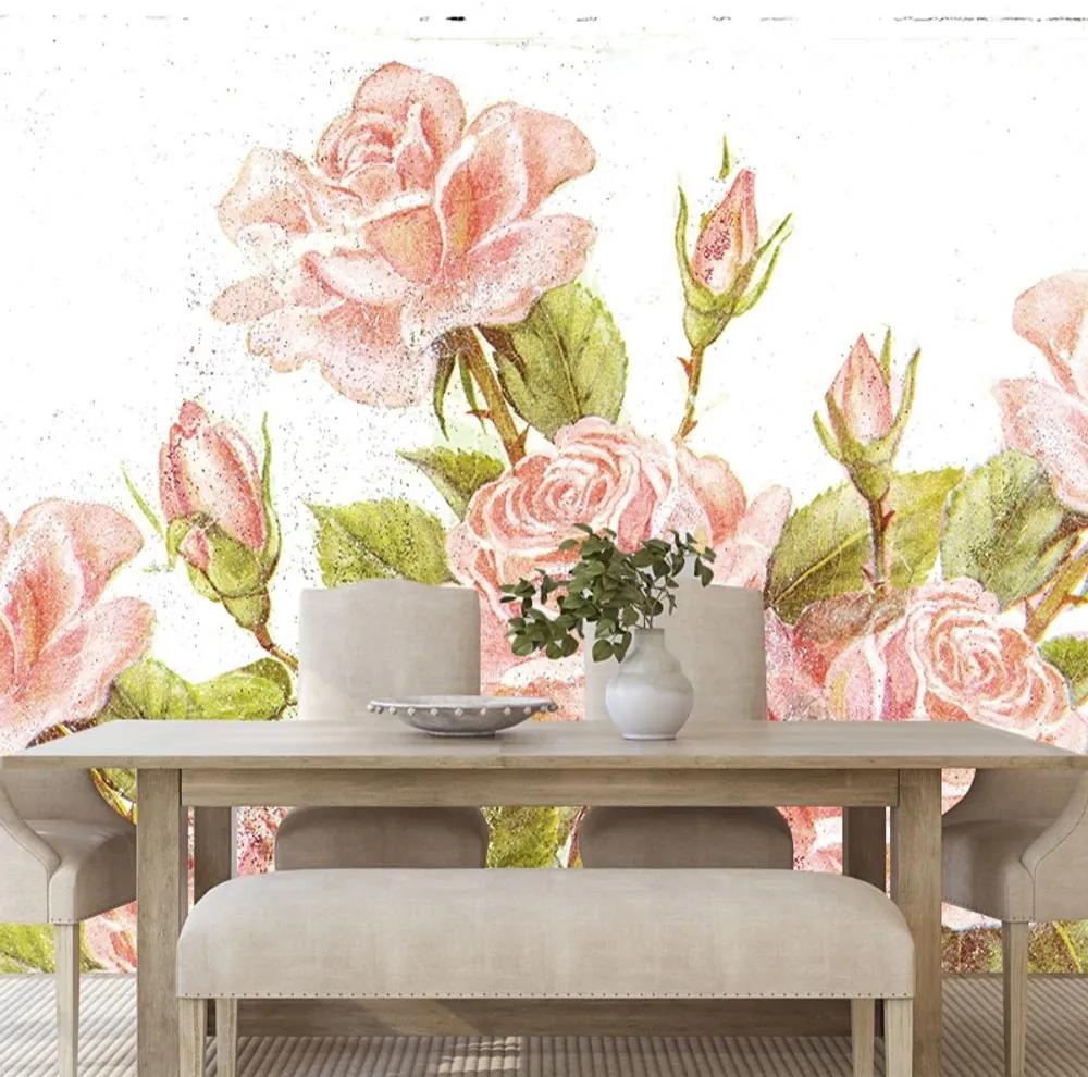 Samolepící tapeta vintage kytice růží - 225x150 cm