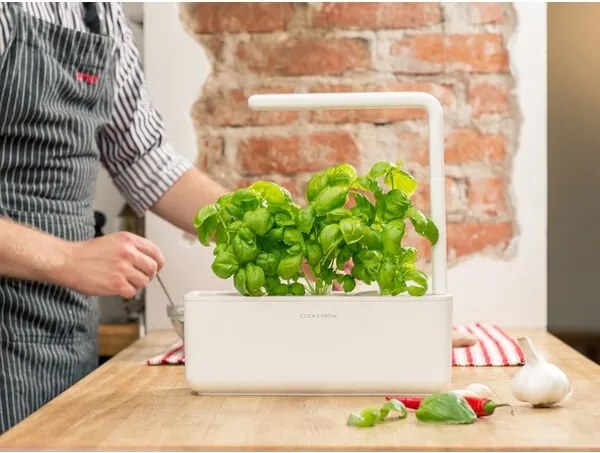 Click and Grow Smart Garden 3 chytrý květináč + 3ks kapslí se semínky bazalky bílý