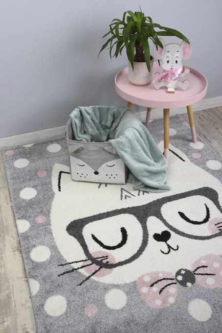 Dětský koberec Kiddy KOČKA bílý