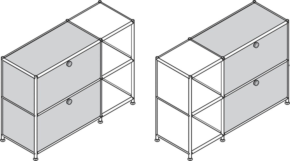Tchibo - Kovová odkládací skříňka »Cn3« se 2 výklopnými dvířky, hnědošedá