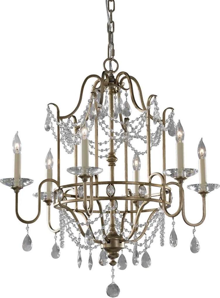 Elstead GIANNA zámecký lustr 67 cm 6x E14 stříbrná patina