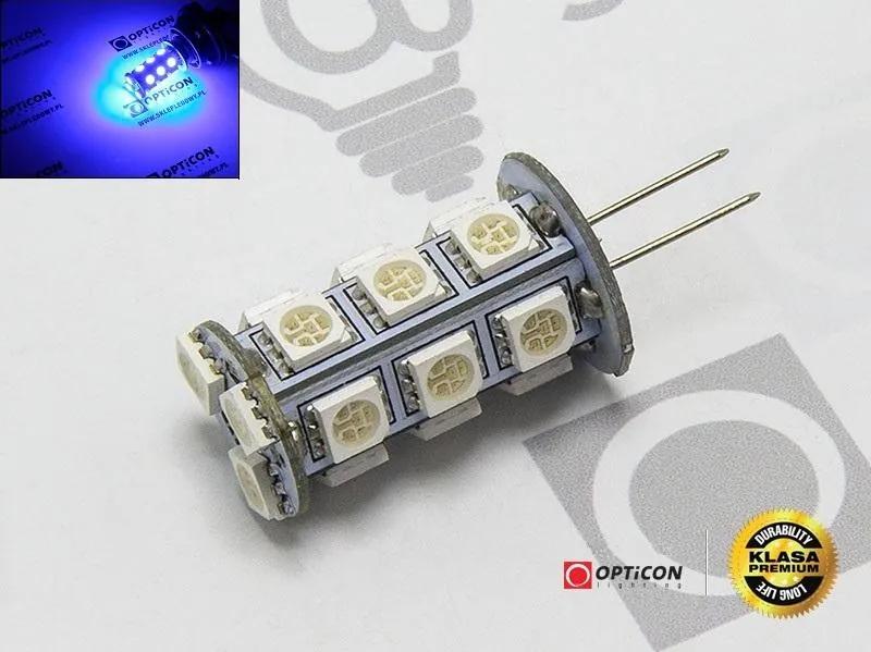 OPTICON LED žárovka 1W 18xSMD5050 G4 90lm 12V DC MODRÁ