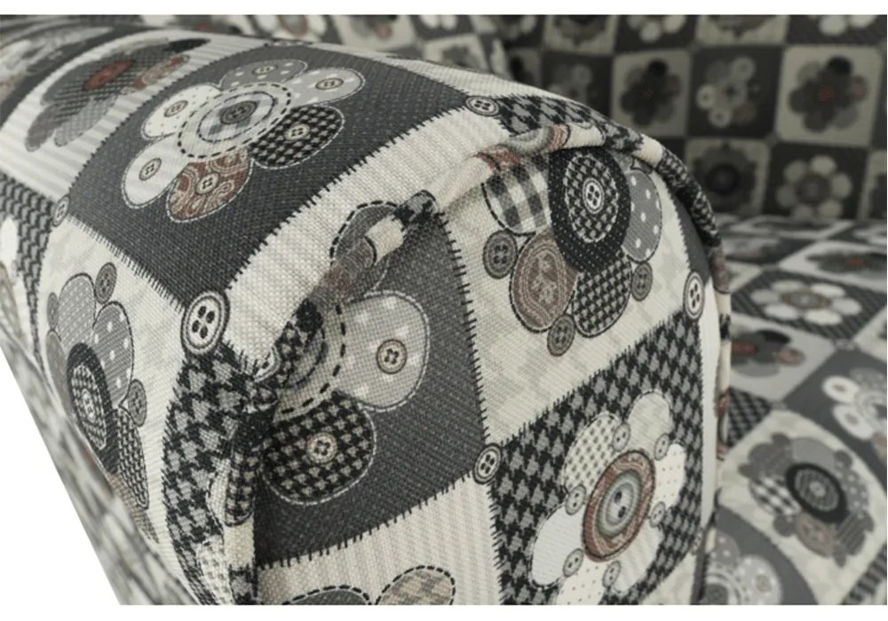 Kondela Křeslo ušák s taburetem, látka patchwork N1, ASTRID