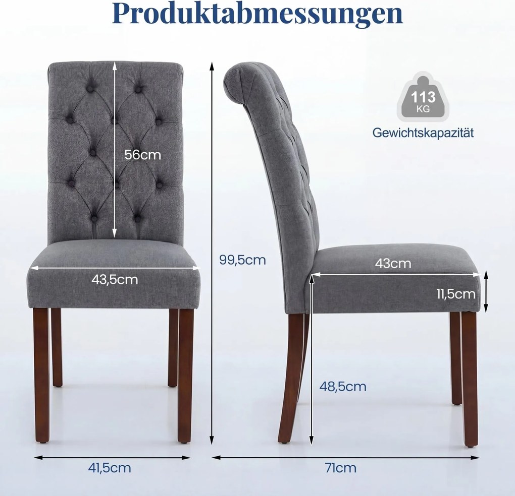 Costway Sada 2 jídelních židlí s polstrovaným sedákem a opěradlem čalouněné