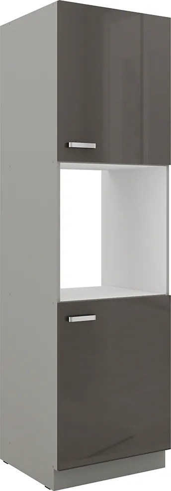 GREY gr | vysoká skříňka 60 DP-210 2F na vestavnou troubu | 60 cm | světle šedá/tmavě šedá lesk