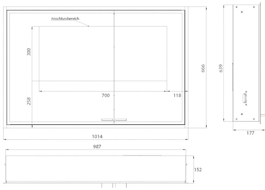 Emco Prestige 2 - Vestavěná zrcadlová skříň 1015 mm široké dveře vlevo bez světelného systému, zrcadlová 989707107