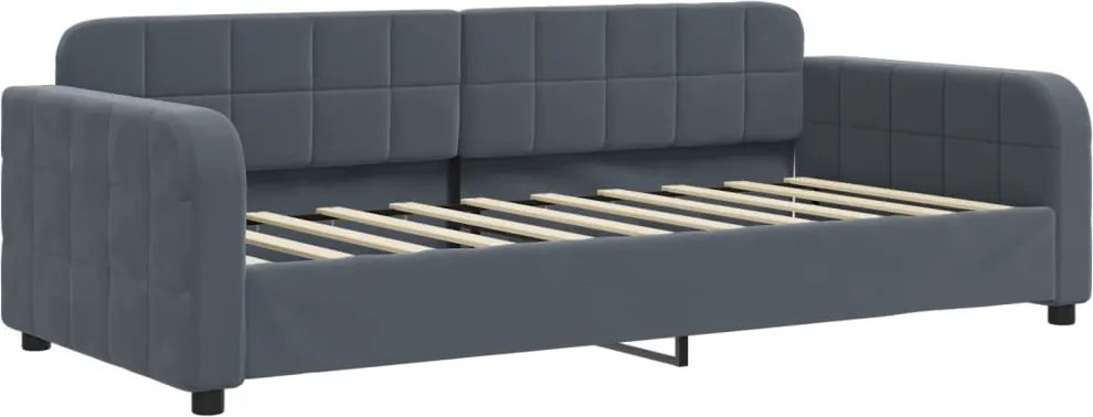 Válenda s přistýlkou a zásuvkami tmavě šedá 90 x 190 cm samet 3196991