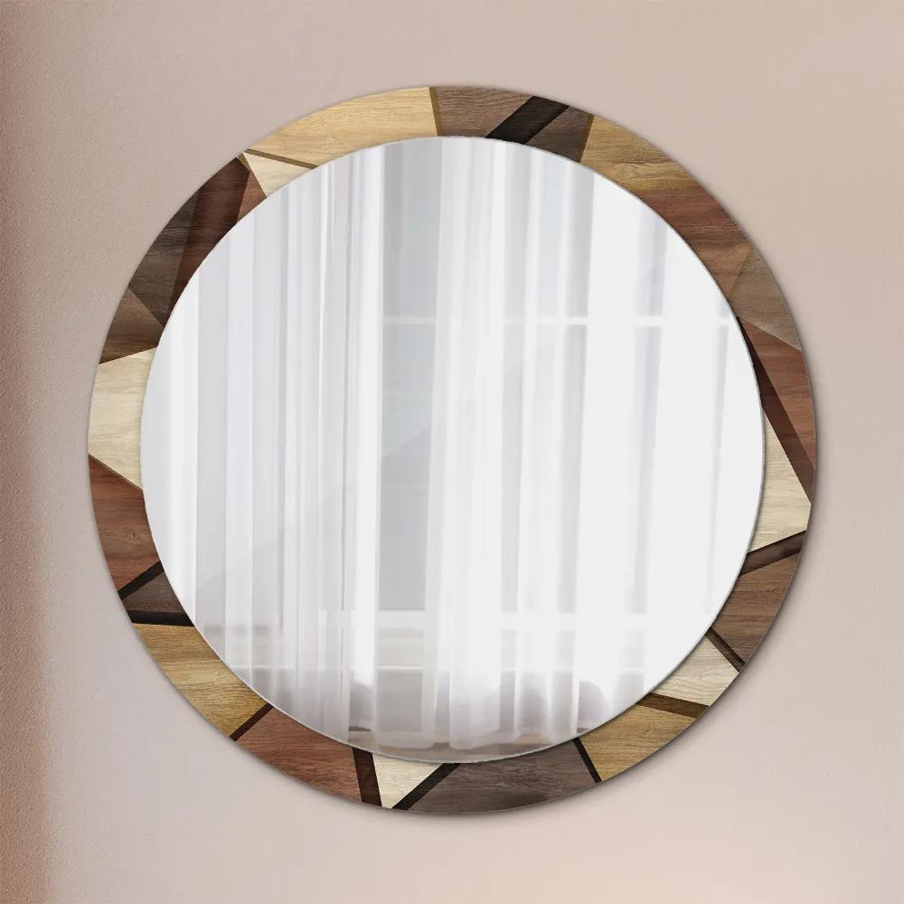 Kulaté dekorativní zrcadlo Geometrické 3d dřevo fi 100 cm